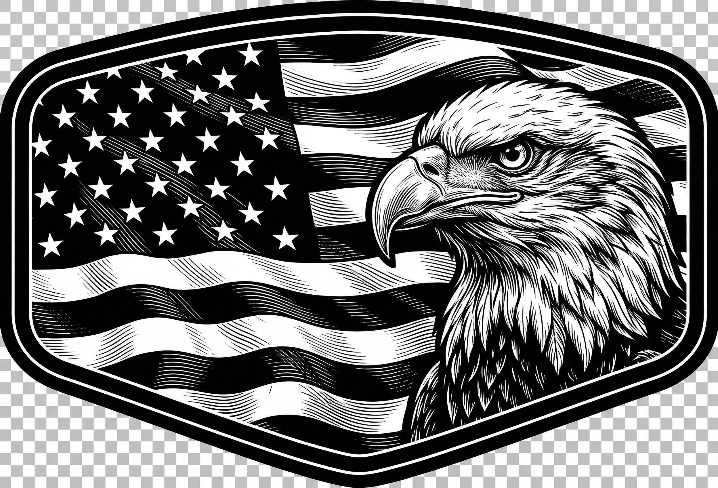 American Eagle & Flag Patch SVG | High-Detail Vector for Laser Engravi ...